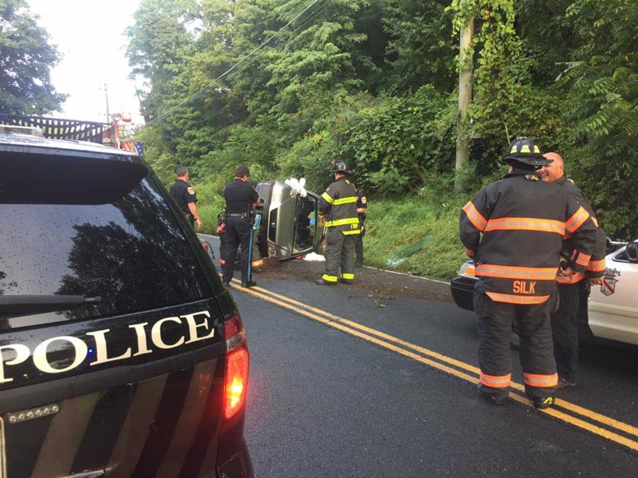 Driver Extricated After Rollover Crash On Ball Pond Road In Danbury