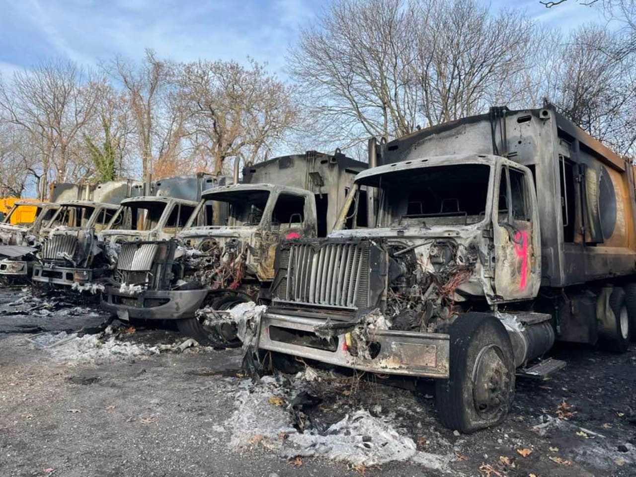 6 Garbage Trucks Destroyed In Blaze In Huntington | Suffolk Daily Voice