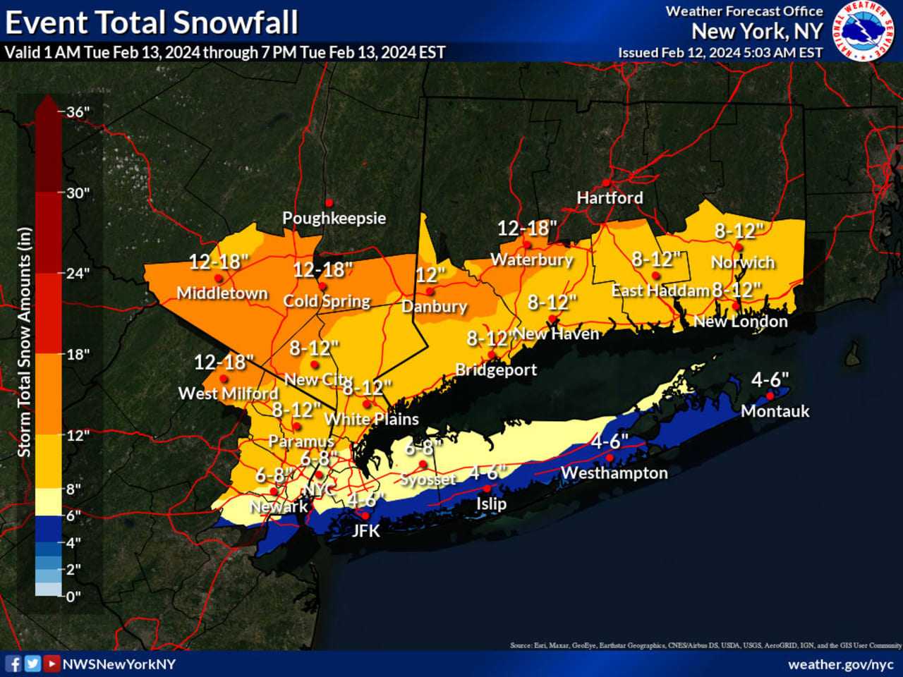 Projected Snowfall Totals Increase For Westchester: New Storm Forecast ...
