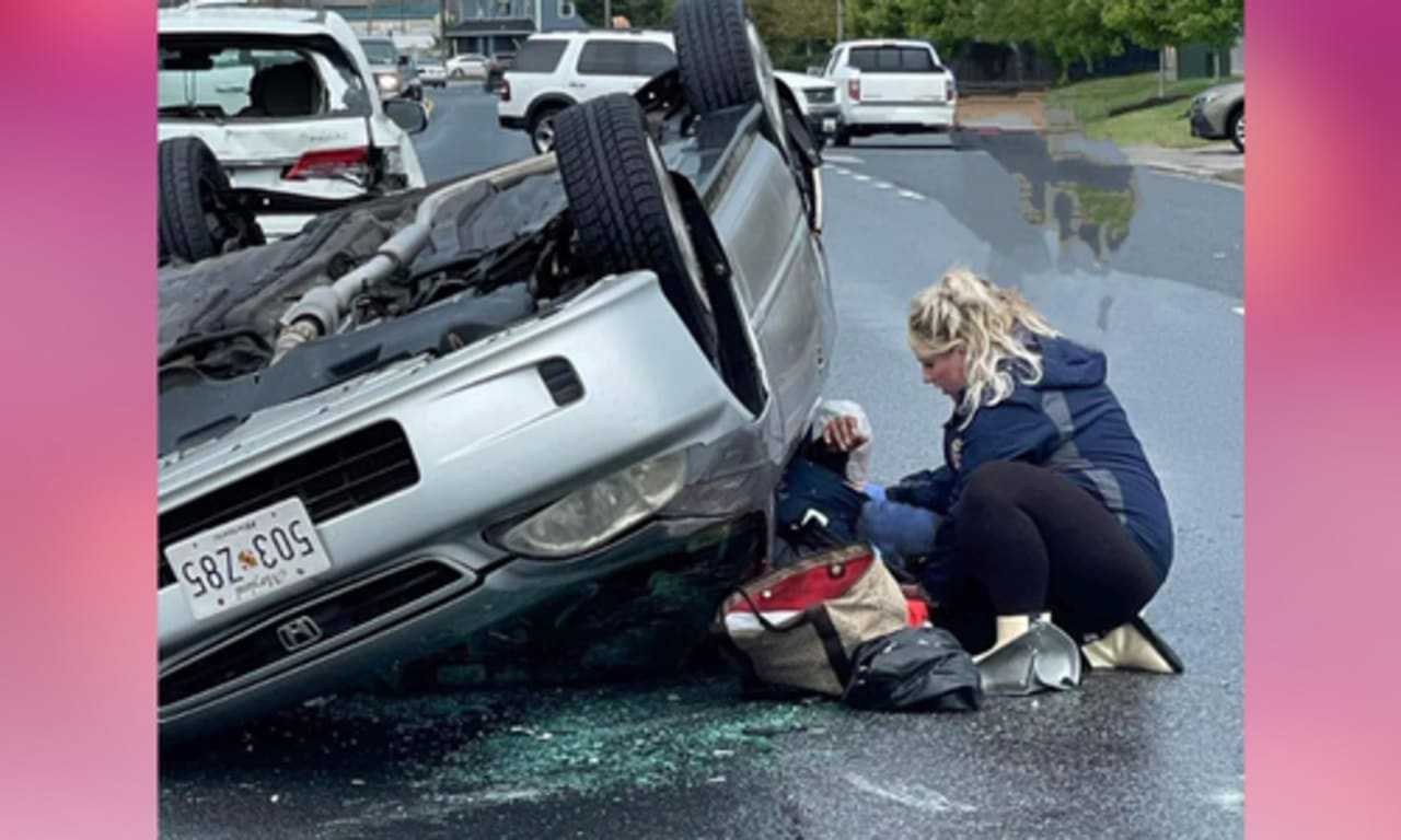 Pregnant Maryland Firefighter Rescues Woman Trapped In Car Then Gives